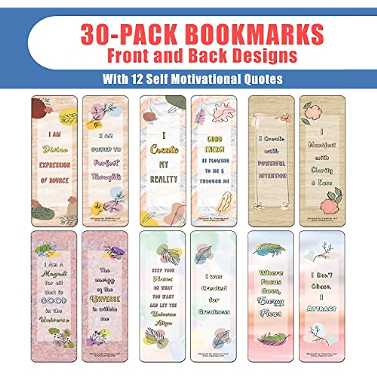 Positive Manifestation Bookmarks (5-Sets X 6 Cards)