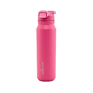 REDUCE 32 oz Hydrate Pro Stainless Steel Insulated Water Bottle - Flip Top Leak-Proof Lid, Dishwasher Safe, BPA-Free, Dual Wall Vacuum, Keeps Drinks Cold for 48 Hrs, Cup Holder Friendly - Sangria