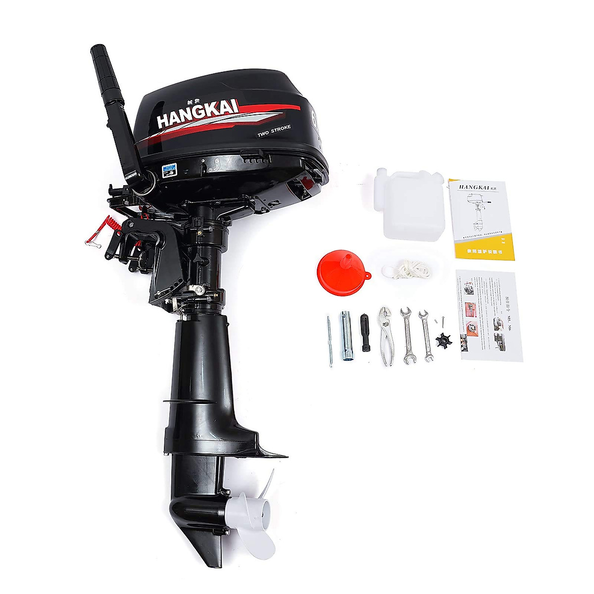 6HP Outboard Motor, 102CC Fishing Boat Motor Motor Prop Heavy Duty, 2-Stroke Outboard Motor Boat Engine Outboard Trolling Motor for Fishing, Aquaculture, Outdoor Adventure Engine tiller Control