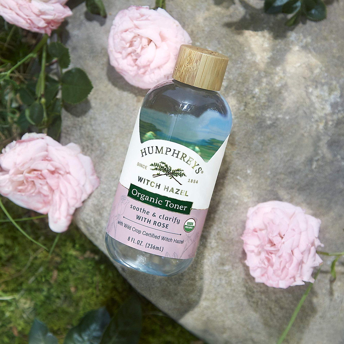 Humphreys Clarify + Soothe Witch Hazel with Rose Organic Toner, Clear, 8 Oz ( Pack of 1)