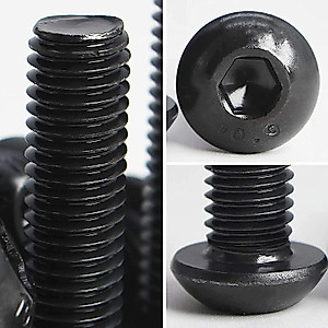 M12-1.75 x 40mm Button Head Socket Cap Screws, 10.9 Grade Alloy Steel, Allen Socket Drive, Black Oxide Finish, Full Thread (10.9 Grade,5 Pcs)