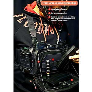 BOMTURN Chest Rig Tactical Airsoft Chest Rig 1000D Molle Micro Chest Rigs Adjustable Detachable Modular Vest with Mag Pouch