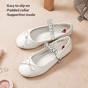 DREAM PAIRS Girls Dress Shoes Fashion Bow Ballerina Flower Girl Ballet Flats SDFL2306K White 2 Little Kid