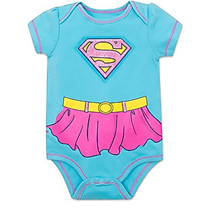 WARNER BROS Justice League Newborn Baby Girls 5 Pack Cosplay Costume Bodysuits Logo Girls 0-3 Months