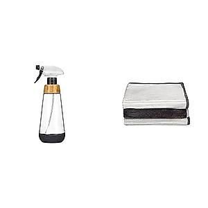 Full Circle Spray 'n Wipe Set - 2 16oz Refillable Glass Spray Bottles and 3-Pack of Recycled Renew Microfiber Cloths - Gray