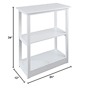 Casual Home Adams Bookcase Sliding Track, Concealment Furniture, White