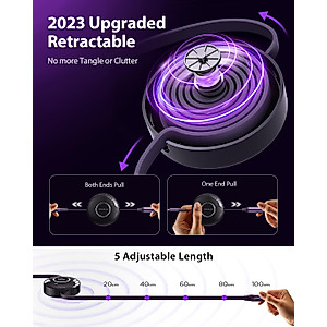 CAFELE Multi Charging Cable [Travel Companion] 100W Retractable Charging Cable, 3in1 Charging Cable Multiple Ends with USB C, USB L, Micro USB, Chargers for Multiple Devices Phone 14 Samsung MacBook