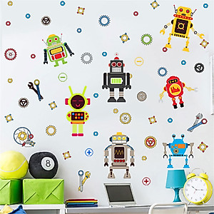 Robot Wall Sticker Kids Toy Cartoon Robot Sticker DIY Detachable Boy Bedroom Wall Sticker Decoration
