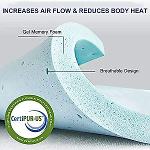 Mattress Topper King, 2-inch Medium Firmness Memory Foam Mattress Pad with Bamboo Washable Cooling Cover