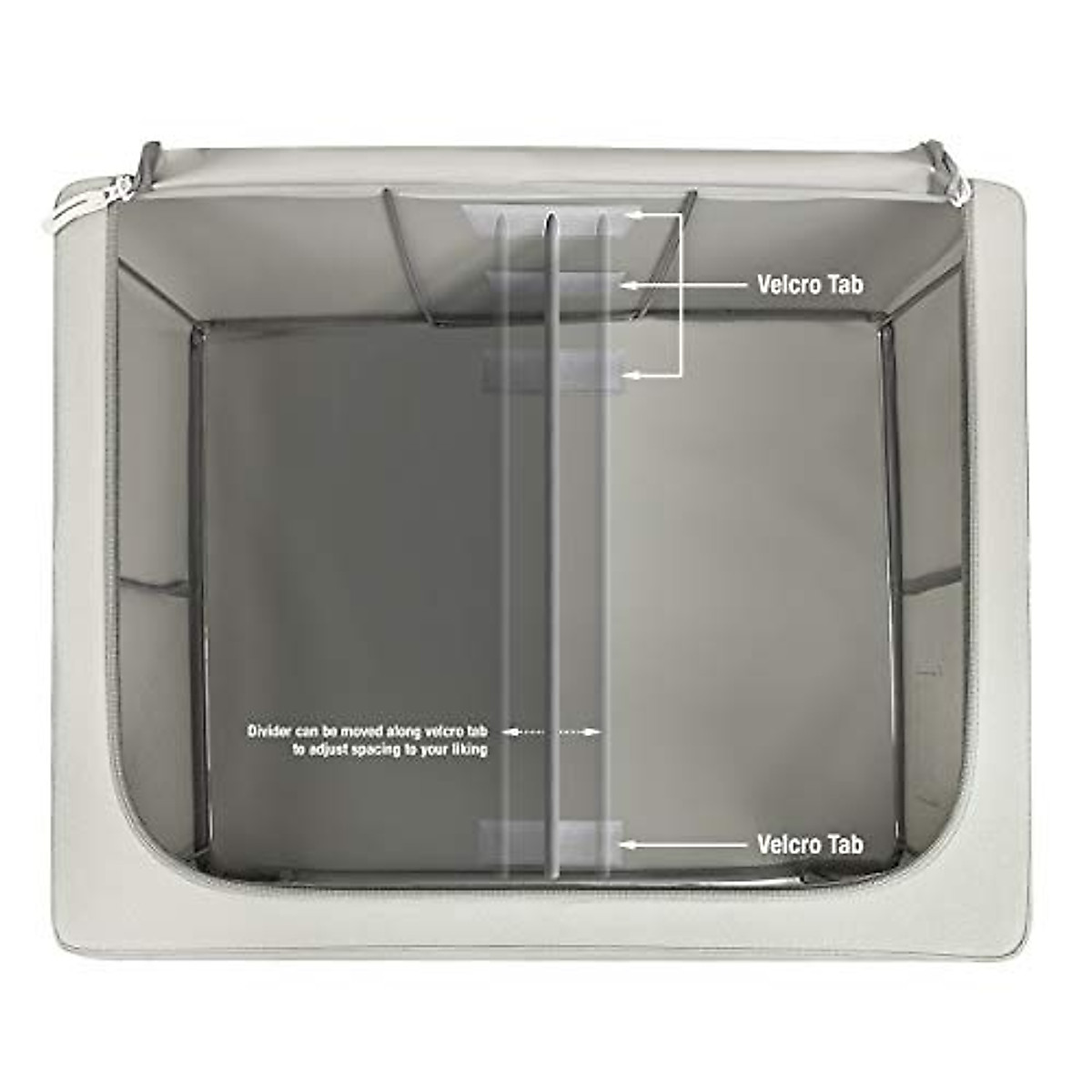 Storage Bins with Divided Interior - Stackable & Foldable Clothes Organizer Bags, Fabric Storage Container Organizers with Metal Oxford Frame Large Window & Carry Handles, Organization for Bedroom, Closet, Bedding, Linens, Clothes, Books & Toys - By Sorbu