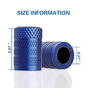 CKAuto Tire Valve Stem Caps, Blue, 4 pcs/Pack, Anodized Aluminum Tire Valve Cap Set, Corrosion Resistant, Universal Stem Covers for Cars Trucks Motorcycles SUVs and Bikes