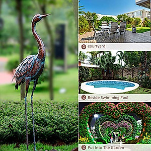 chisheen Outdoor Garden Crane Statues and Sculptures Metal Yard Art Statue for Garden Decoration Large Size