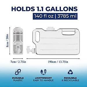 1.1 Gallon Refrigerator Water Dispensers Bottle with Faucet, Spigot & 58mm Screw Cap - BPA Free Plastic Leak-Proof | Slimline Mini Fridge Beverage Drink Dispenser for Parties (Clear)