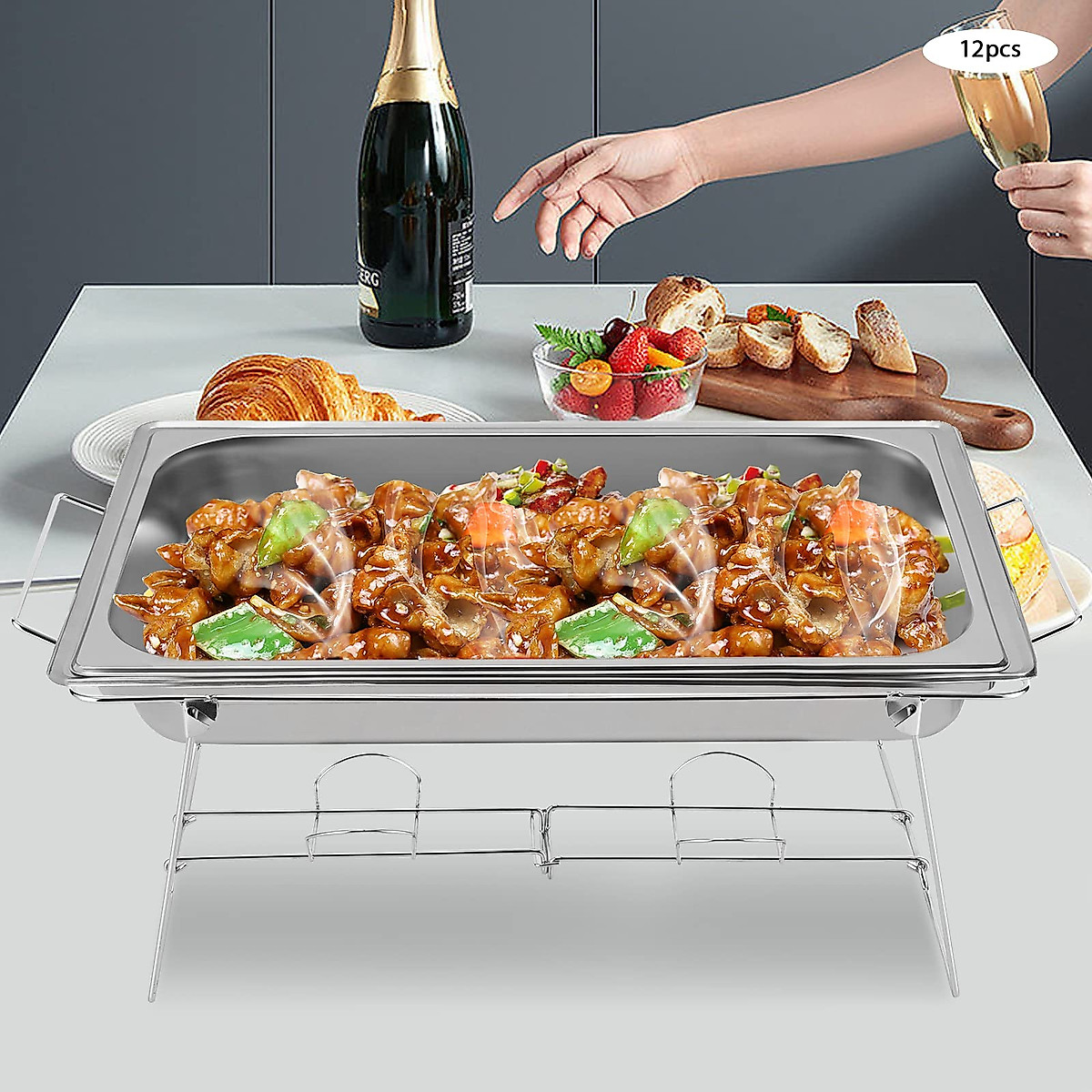 Leblett 12Pcs/Set Foldable Chafing Dish Wire Rack,Buffet Stand,For Serving Trays Rack,Stable Wire Rack,Catering Dish Frame