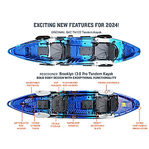 Brooklyn 13.0 Pro Tandem Kayak 12-Foot, 8 inch 2 or 3 Person Sit On Top Fishing Kayak (Green Camo)