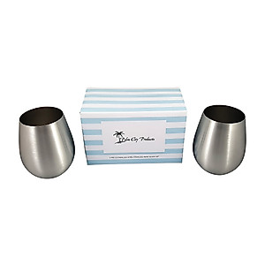Palm City Products Stainless Steel Stemless Wine Glasses - 2 Piece Set