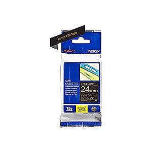 Brother Tze354 Tze Standard Adhesive Laminated Labeling Tape, 1-Inch W, Gold On Black