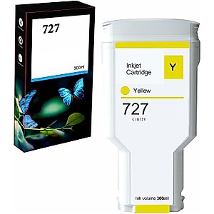 AYMSous Compatible for HP 727 Yellow 300ML Remanufactured Ink Cartridge Replacement for HP 727 for HP727 for HP 727Y for HP DesignJet T920 T930 T1500 T1530 T2500 T2530 Printers