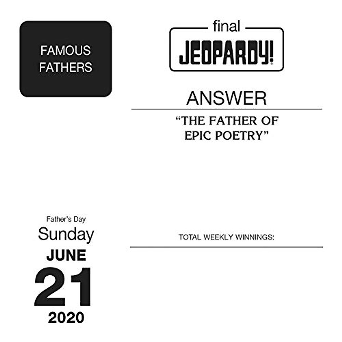Jeopardy! 2020 Day-to-Day Calendar