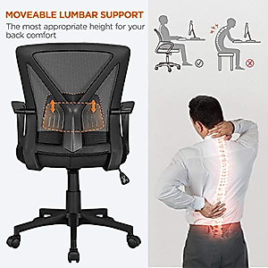 Yaheetech Office Chair Computer Desk Chair Swivel Ergonomic Chair Rolling Executive Office Chair with Wheels and Lumbar Support for Home Office and Study, Black