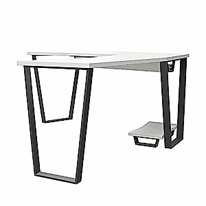 NTENSE Genesis Gaming L-Shaped Desk with CPU Stand, Corner Desk, Home Gaming Desk, Writing Workstation, Battle Station, Ergonomic Desk, Space Saving, White