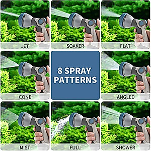 Skytree Hose Nozzle, Metal Garden Spray Hose Nozzle, 8 Patterns Thumb Control Hose Sprayer Nozzle in Lawn and Garden Classic