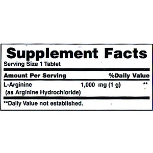 Nature's Bounty L-Arginine, Supports Blood Flow and Vascular Function, 1000 mg, Tablets, 50 Ct