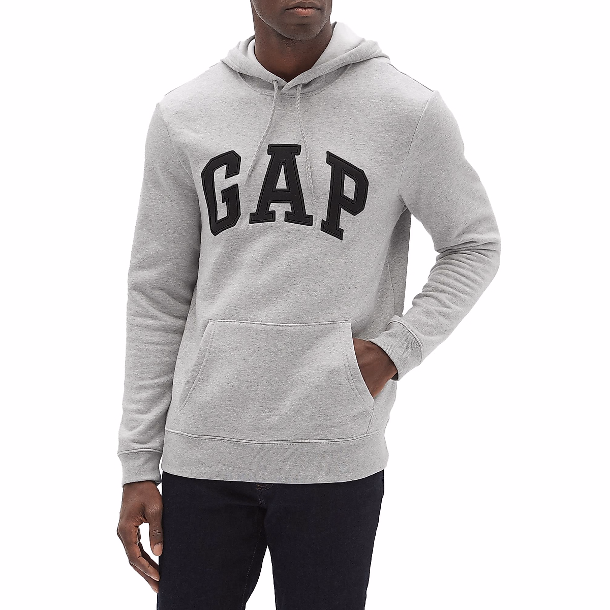 GAP mens Logo Fleece Hoodie Sweatshirt, Light Heather Grey, Small US