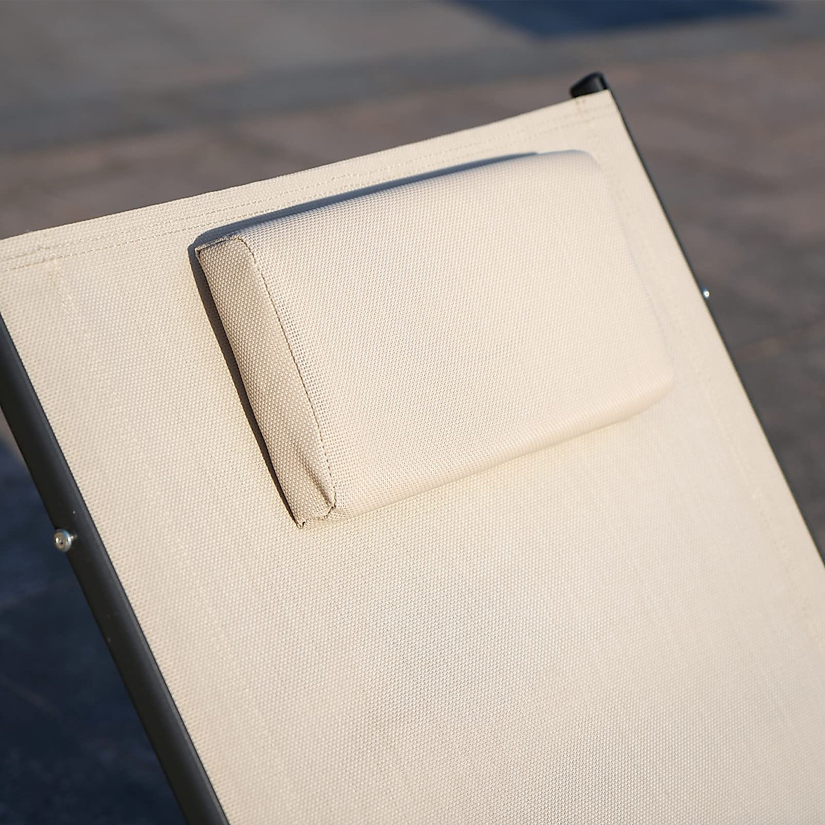 Direct Wicker Patio Rocking Recliner Chair Curved Chaise Lounge Chair w/Pillow for Yard Pool Outdoor Indoor, Iron Rock O-Shaped Lounge Chair (Beige)