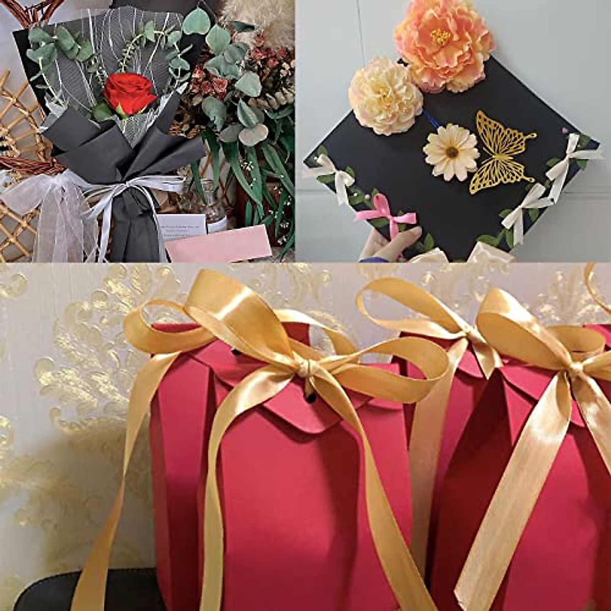 Orange Satin Ribbon Holloween for Gift Wrapping 3/8 inch,25 Yards Continuous Ribbons Roll,Christmas Gift Ribbon Thick Solid Fabric Ribbon for Crafts,Wedding Car,Hair Bow Making,Wreath,Bouquet,Balloons