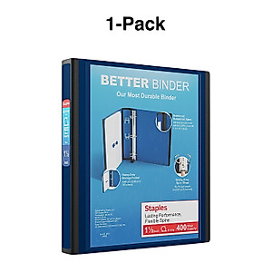 Staples Better 1.5-Inch 3-Ring View Binder, Blue (13400)