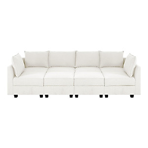 Naomi Home Elizabeth Oversized Sectional Sofa with Chaise Modern Sleeper Modular Sofa Couch U Shaped Sofa Sectional for Living Room - L Shaped Couch, Modular Sofa - White