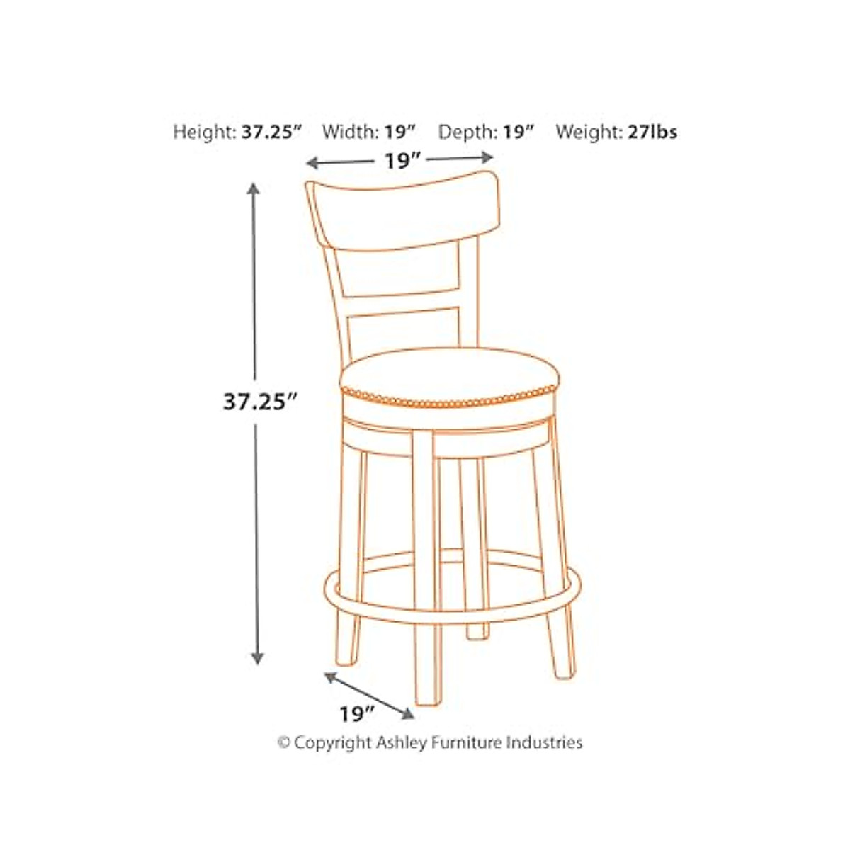 Signature Design by Ashley Pinnadel 24.25" Modern Farmhouse Swivel Counter Height Barstool, Light Brown