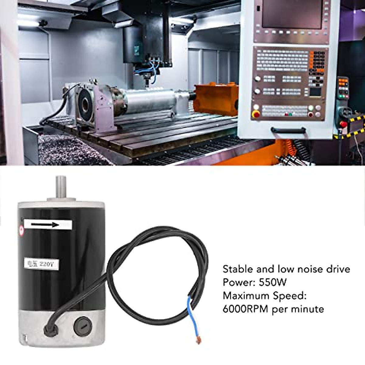 Mini Lathe Motor, 550W Large Power, Maximum Speed 6000RPM Per Minute Large Torsion Low Noise Stable Drive Iron Lathe Machine Motor, for 7x14 CJ18A Lathes(110V)