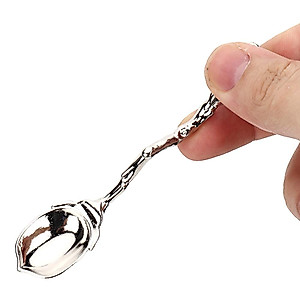 6Pcs Teaspoon Set, Small Vintage Retro Royal Zinc Alloy Dessert Spoon with Fork Silverware Tableware Coffee Spoon for Home Kitchen Cafe Sugar Stir Ice Cream Cake