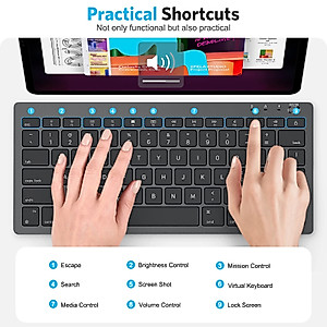Emetok for iPad Keyboard [Aluminum Base, Big Keycap, Rechargeable], Ultra Slim Bluetooth 5.1 Keyboard for iPad 10th/9th/8th, iPad Pro 11/12.9, iPad Air/Mini/iPhone, Black