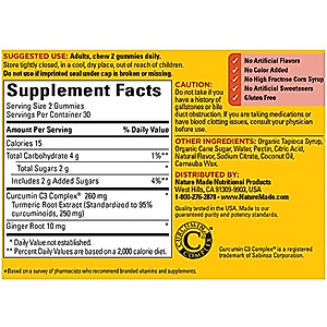 Nature Made Turmeric Curcumin 250mg Per Serving, Dietary Supplement for Antioxidant Support, 60 Gummies, 30 Day Supply