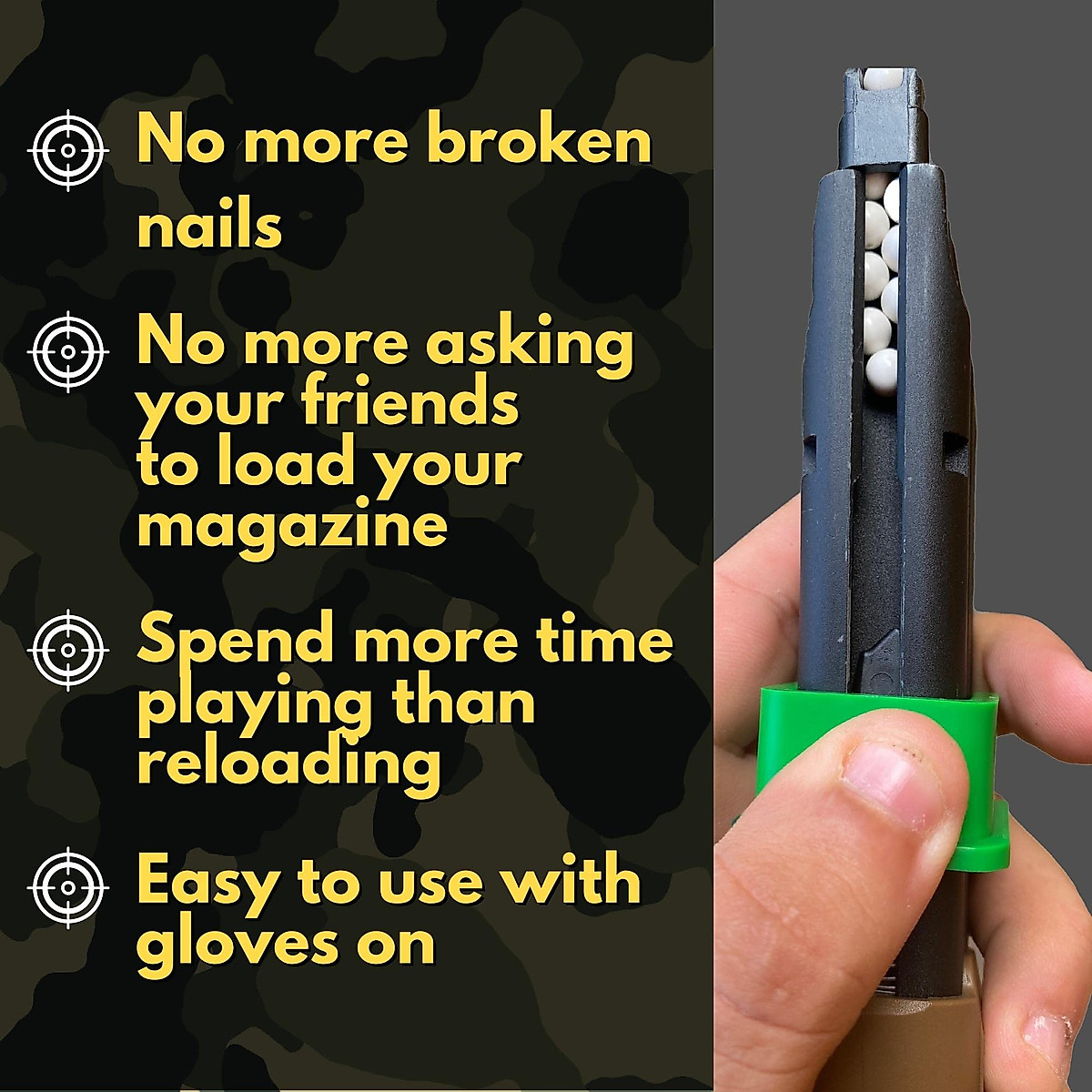 Airsoft Speed Loader for Pistol Magazines Quick and Easy Reload (Green)