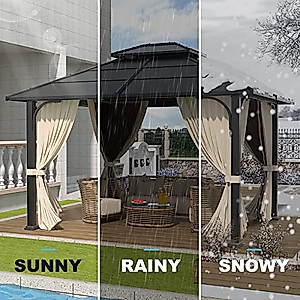 OLILAWN Gazebo 10x12, Outdoor Hardtop Gazebo with Durable Metal Frame, Galvanized Steel Double Top Gazebo With Ventilation, All-Weather Metal Gazebo with Netting and Curtains, For Patios Gardens Lawns