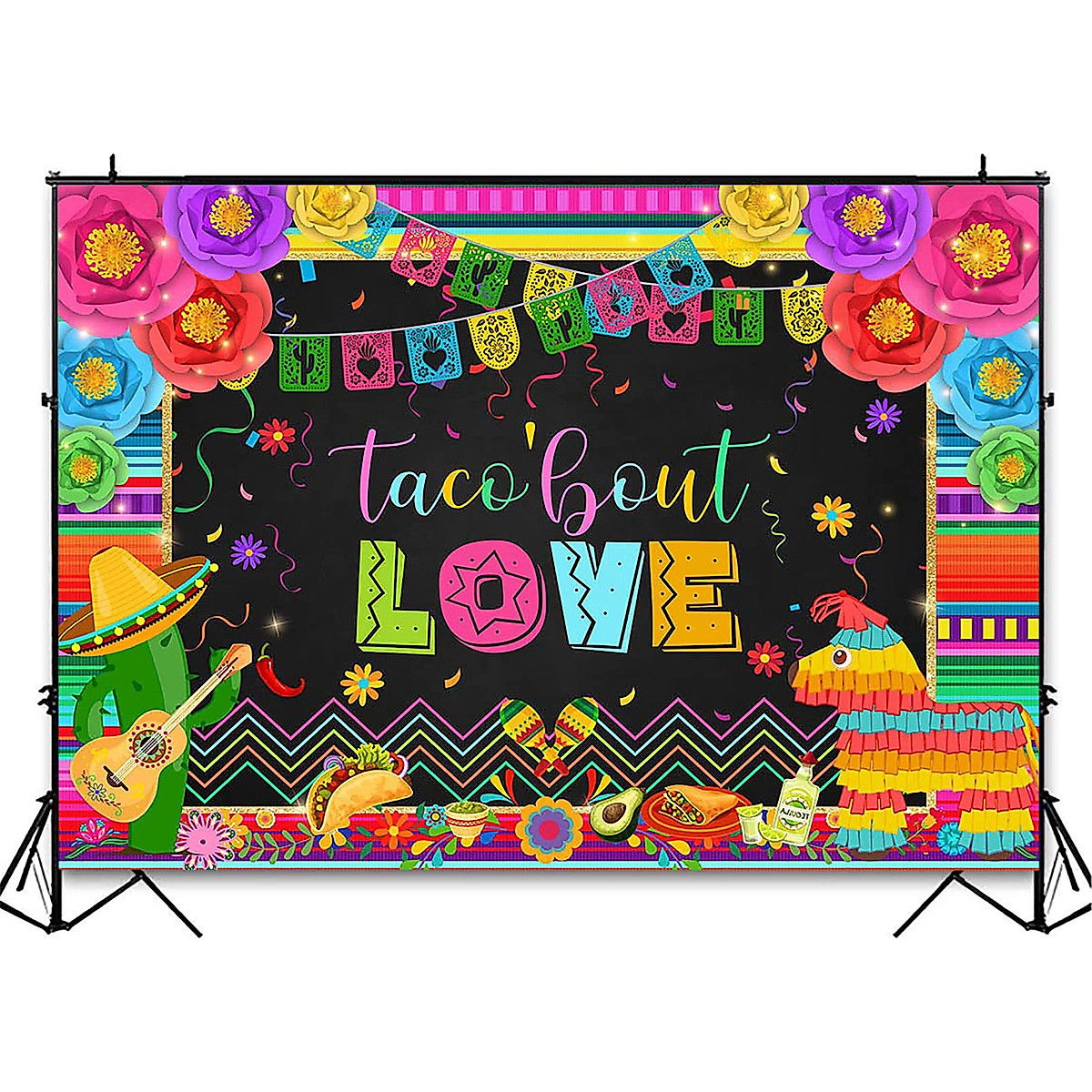 Avezano Taco Bout Love Backdrop Cactus Flower Wedding Photography Background Mexican Fiesta Themed Bridal Shower Bachelorette Party Banner Decoration Supplies (7x5ft)