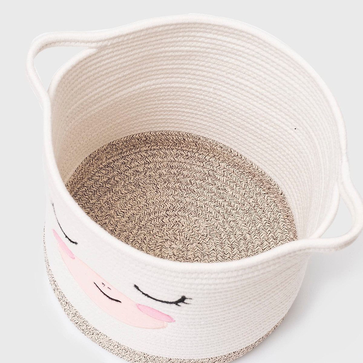 NADEnVIE Baby Girl Nursery Storage Basket Cute Unicorn Cotton Toy Storage Bin, Pig Baby Hamper For Nursery Girl, Pink Basket For Baby Woven Storage Basket