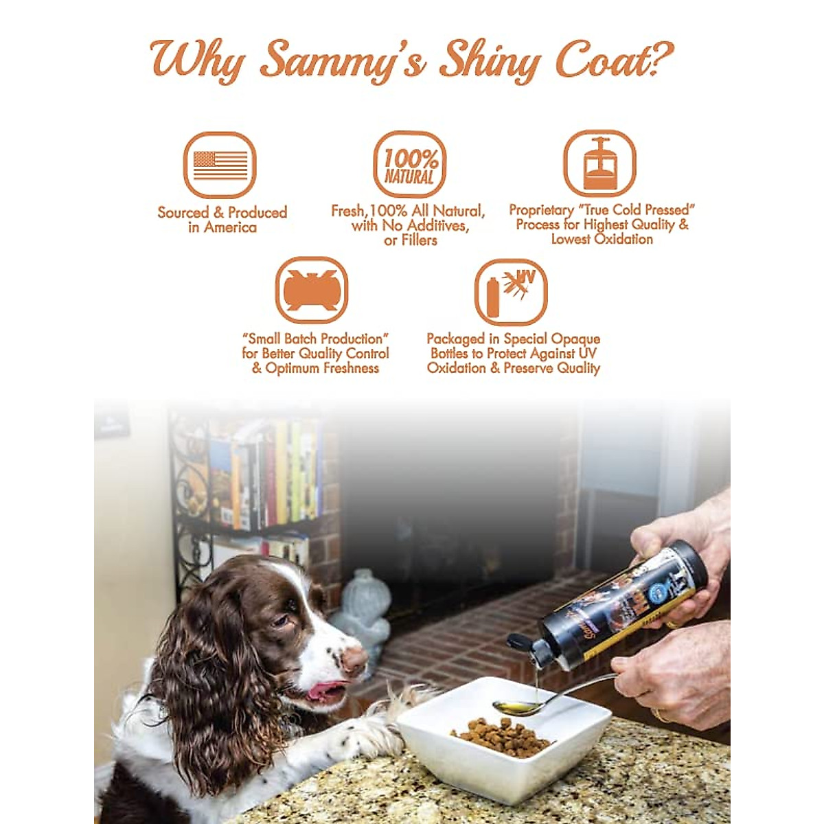 Sammy’s™ Shiny Coat Flaxseed Oil - 100% Pure, Natural Flax Oil, Cold-Pressed, Excellent Source of Omega-3 for Your Furry Friend, for Healthier Skin and Coat of Your Dogs, Cats, Other Pets - 32 Oz