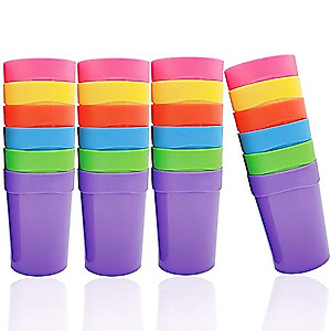 OJYUDD 24 PCS 13.5OZ/400ml Unbreakable Plastic Tumblers,Kids Plastic Cups,Plastic Kids Juice Tumblers in 6 Assorted Colors for Children and Adults,No BPA