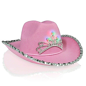 FLASHINGBLINKYLIGHTS Light Up Country Western Pink Cowgirl Hat