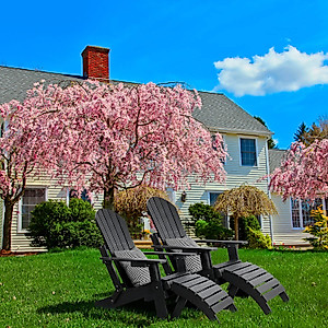 hOmeQomi Adirondack Ottoman Set of 4, Plastic Folding Adirondack Footstool, All Weather Ottoman for Adirondack Chairs, Widely Used for Outdoor, Porch, Patio, Garden, Poolside, Fire Pits - Black