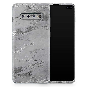 DesignSkinz Dark Silver Marble Swirl V9 Protective Vinyl Decal Wrap Skin Cover Compatible with The Samsung Galaxy S20 (Screen Trim & Back Glass Skin)