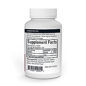 Kirkman - Melatonin 1 mg Chewable Tablets - 100 Tablets - Promotes Sleep - Refreshing Menthol Flavor - Hypoallergenic