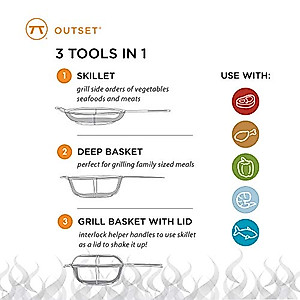 Outset QD85 Grill, 1 EA, Black Chef's Outdoor Basket and Skillet