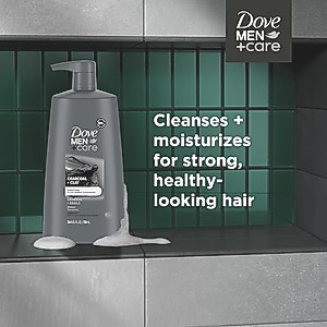 Dove Men+Care Men Shampoo For Healthy-Looking Hair Charcoal + Clay Naturally Derived Plant Based Cleansers 25.4 oz