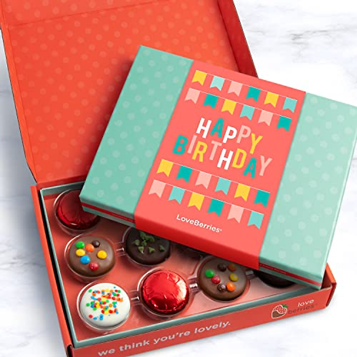 CY Chocolates Birthday Deluxe Chocolatey Covered Oreos 12 Piece Gift Box